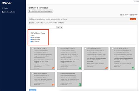 purchase an ssl from whm cpanel
