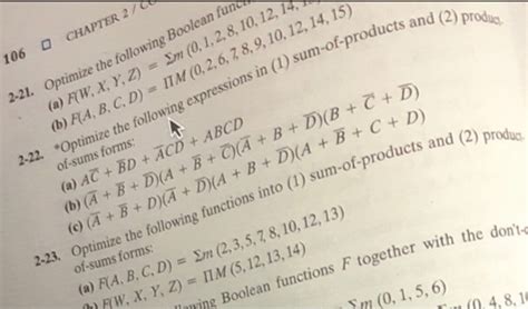 Solved 2 22 Optimize The Following Expressions In 1