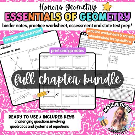 Honors Geometry Curriculum Chapter 1 Bundle By Mathwithbee Tpt
