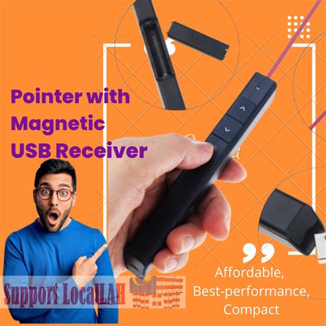 Wireless Usb Magnetic Receiver Remote Presenter Red Laser Pointer