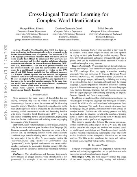 Cross Lingual Transfer Learning For Complex Word Identification Deepai