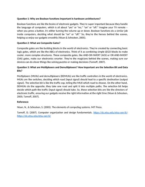 Discussion Assignment 1 Question 1 Why Are Boolean Functions Important In Hardware