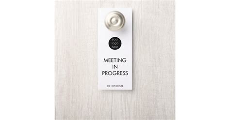 Business Logo Company Meeting In Progress Door Hanger Zazzle