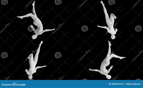 White Female Mannequin In Dynamic Upside Down Flipping Pose Isolated On