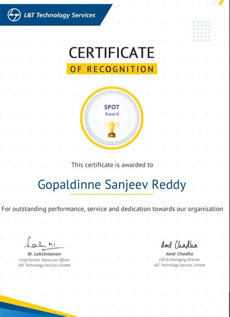 2ndspotaward Ltts Sanjeev Reddy