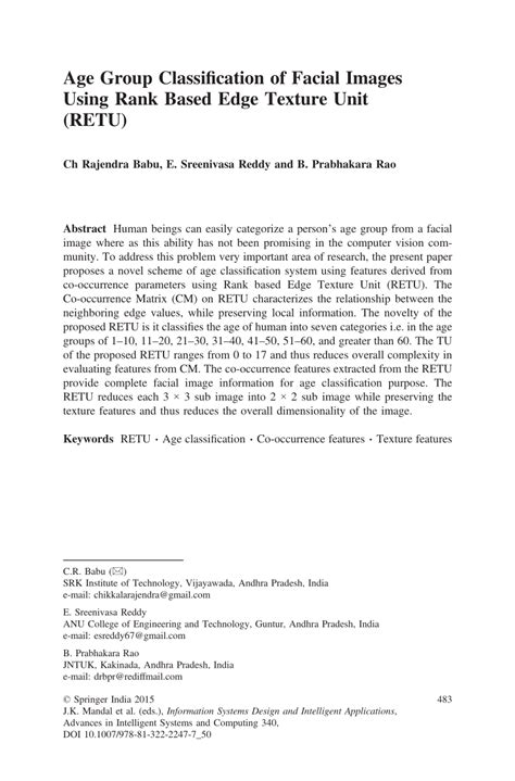Pdf Age Group Classification Of Facial Images Using Rank Based Edge Texture Unit Retu