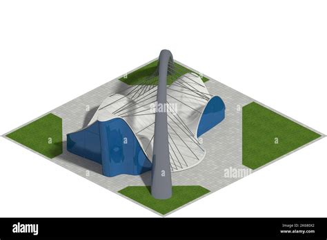 futuristic architecture square tiled game rendered in dimetric
