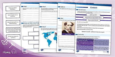 Secondary English Cheat Sheet Context Teacher Made