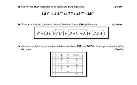 Solved 4 Convert The Sop Expression To An Equivalent Pos