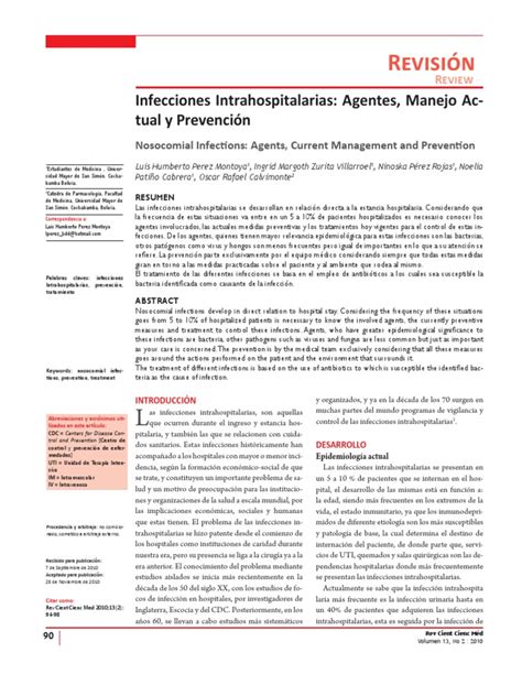 Infecciones Intrahospitalarias Agentes Manejo Actu Pdf