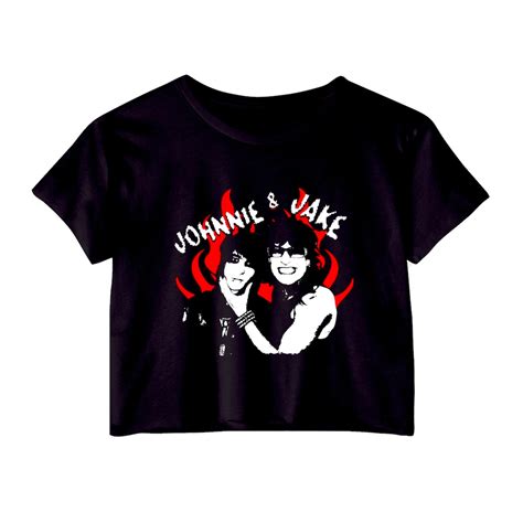 Johnnie And Jake Jake Webber Johnnie Guilbert Crop Top Tee Logo Black