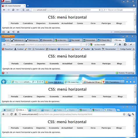 CSS menú horizontal