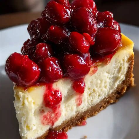 New York Style Cheesecake Recipe Cherry Topping With Vanilla Bean