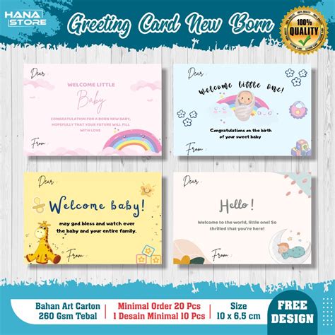 Jual Greeting Card New Born Gift Card Kartu Ucapan Bayi Aesthetic Kartu Ucapan New Born