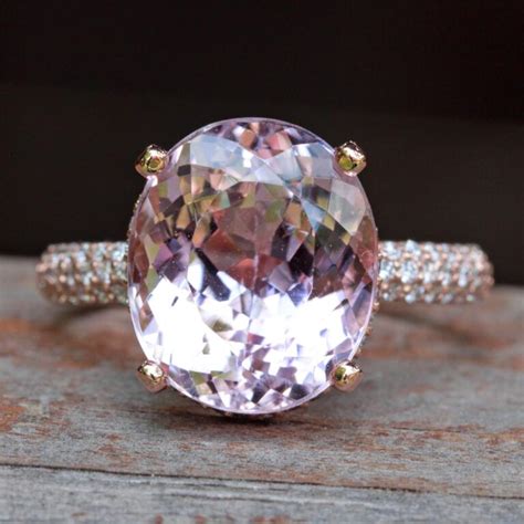 Triple Shank Engagement Ring Two Hidden Halos Oval Rare Pink Morganite
