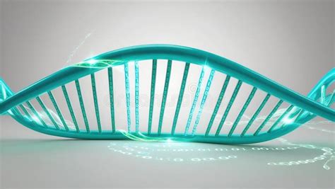 Symbolic Digital Dna Strand Glowing With Flowing Binary Code