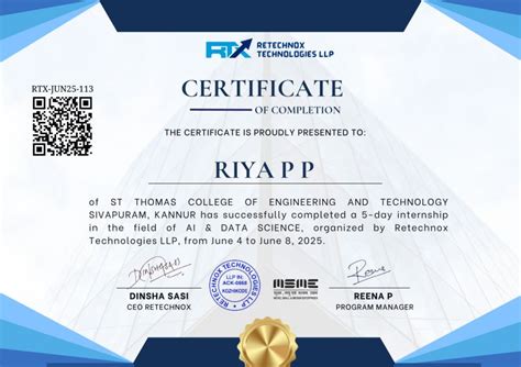 I Successfully Completed A 5 Day Internship In Ai And Data Science At