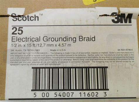 New 3m 25 Electrical Grounding Braid 12″ X 15′ Plc Toolbox Supply