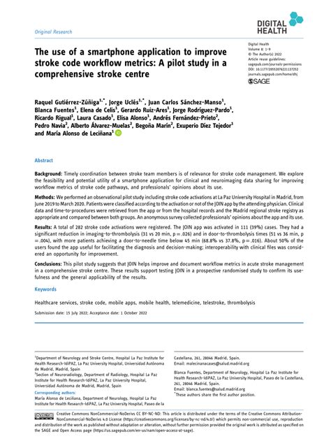 Pdf The Use Of A Smartphone Application To Improve Stroke Code