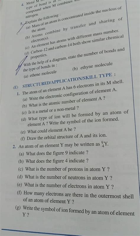 The Atom Of An Element A Has 6 Electrons In Its M Shell Filo