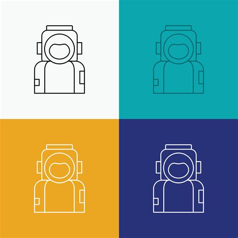Astronaut Space Spaceman Helmet Suit Icon Over Various Background Line Style Design