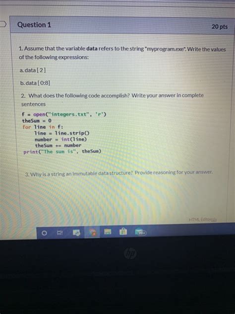 Solved Question 1 20 Pts 1 Assume That The Variable Data