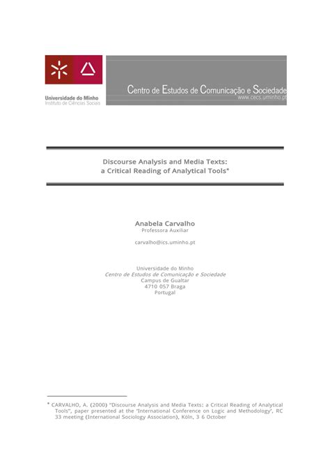 Pdf Discourse Analysis And Media Texts A Critical Reading Of