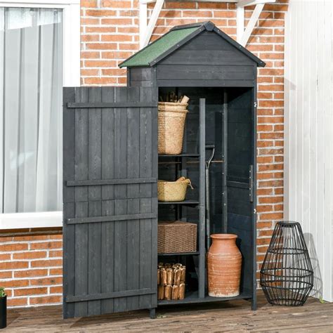 Outsunny Wooden Garden Shed Outdoor Shelves Utility Tool Storage