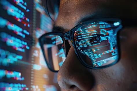 Premium Photo Developer Coding With Glasses Focusing On Computer Screen