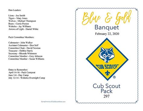 Cub Scout Blue And Gold Banquet Program Templates Free