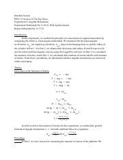 Angular Momentum Lab Report Pdf Harshini Suresh PHY Section TA Ziqi Zhou Experiment
