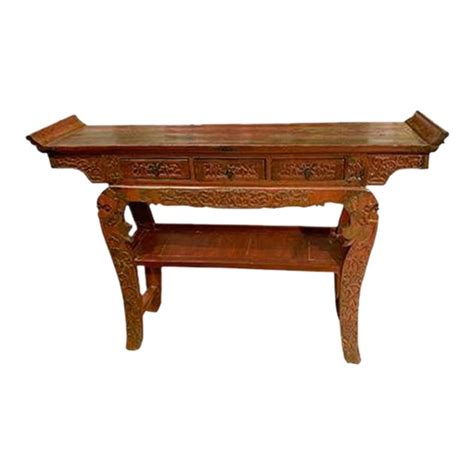 1950s 1970s Asian Hand Carving Wing Console Table Chairish
