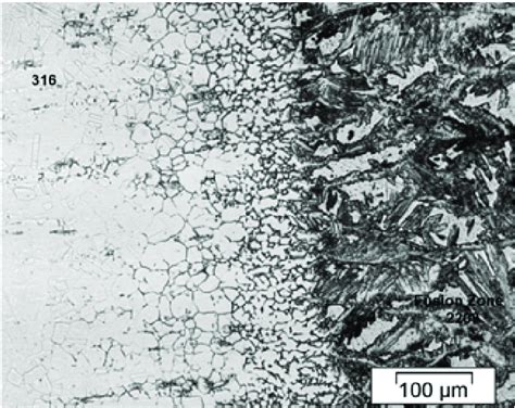 Microstructure Of Dissimilar Weldment With E 2209 Weld Metal Showing