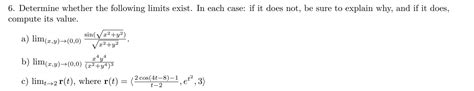 Solved Determine Whether The Following Limits Exist In Chegg