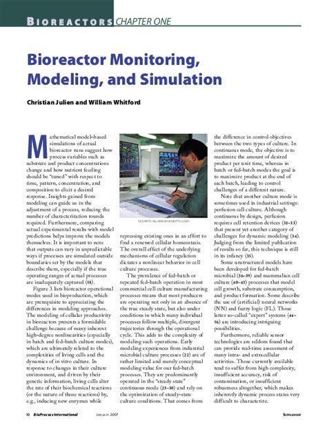 Pdf One Bioreactor Monitoring Modeling And Simulation