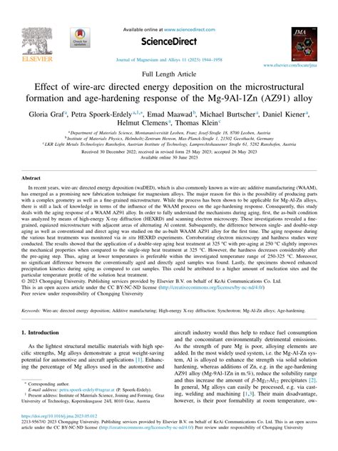 Pdf Effect Of Wire Arc Directed Energy Deposition On The