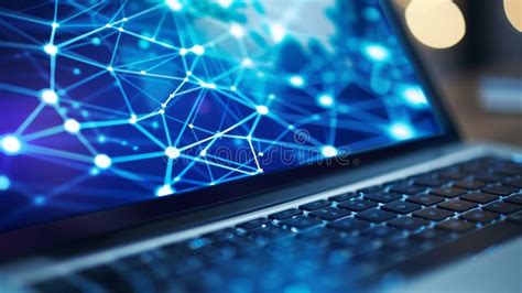 digital data and network connection displayed on a laptop screen ai generated stock