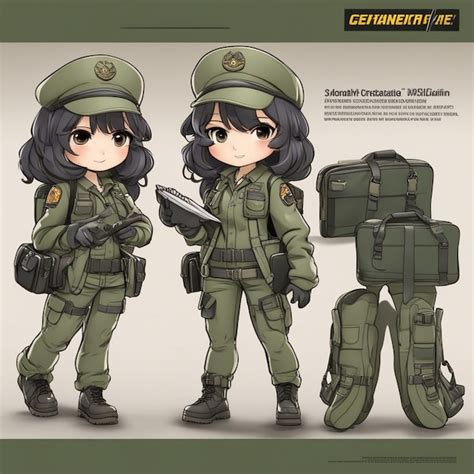 Premium Ai Image A Chibi Cartoon Tyle3dbrazilian Army Character Girl