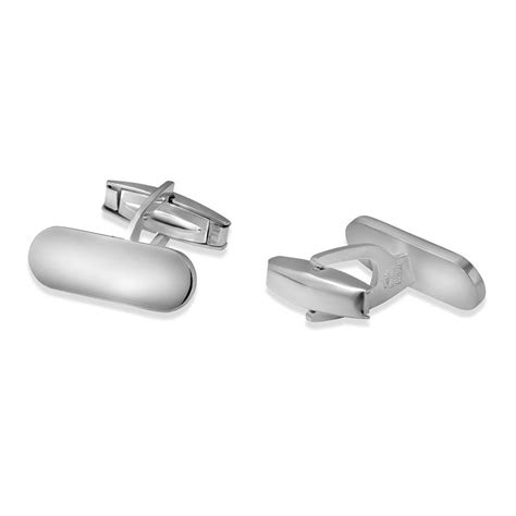 Silver 925 Small Rounded Rectangle Engravable Plain Cufflink Arc00006