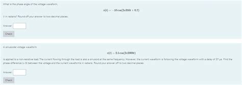 Solved What Is The Phase Angle Of The Voltage Waveform