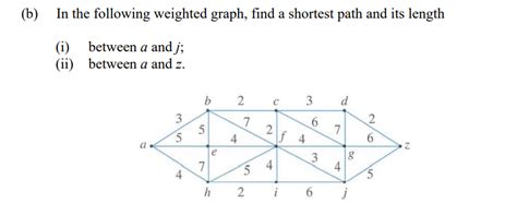 Solved B In The Following Weighted Graph Find A Shortest Chegg