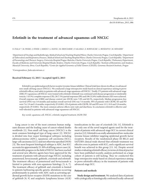 Pdf Erlotinib In The Treatment Of Advanced Squamous Cell Nsclc