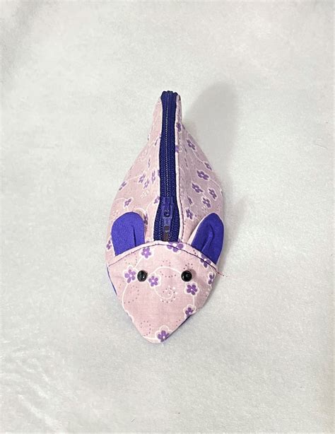 Fun Zippy Zoo Purple Floral Mouse Shaped Small Zipper Pouch Etsy