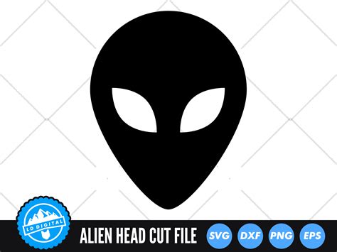 Alien Head Svg Files Alien Cut Files Illustration Par Lddigital