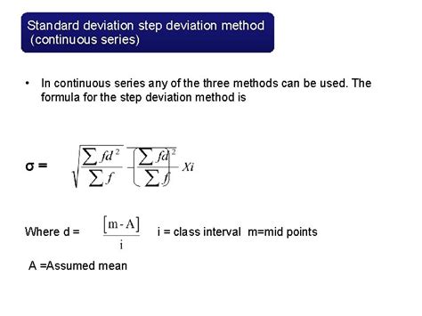 Standard Deviation Continuous Series Actual Mean Methoddirect Method