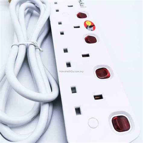 Selamat 4 Gang 2meters Surge Protection Extension Trailing Socket