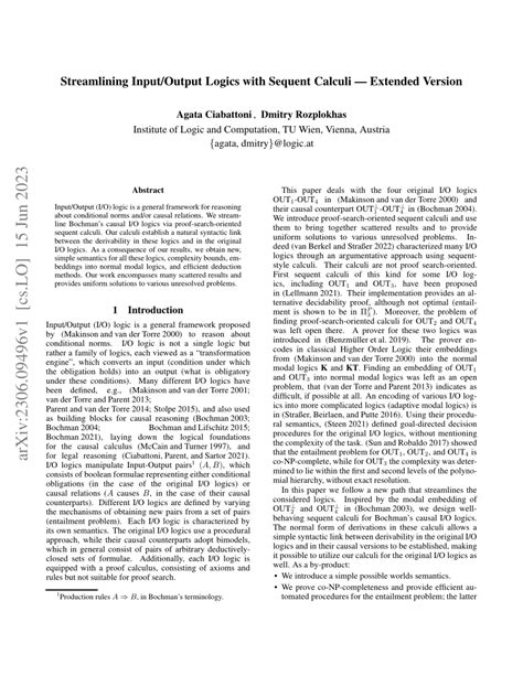 Pdf Streamlining Inputoutput Logics With Sequent Calculi