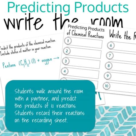 Chemistry Predicting Products Of Chemical Reactions Write The Room Activity