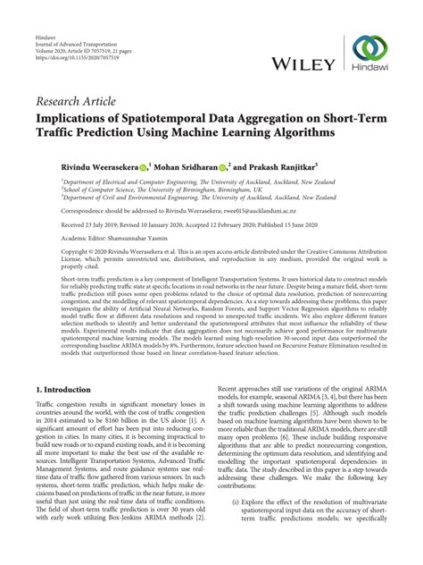 Pdf Implications Of Spatiotemporal Data Aggregation On Short Term Traffic Prediction Using