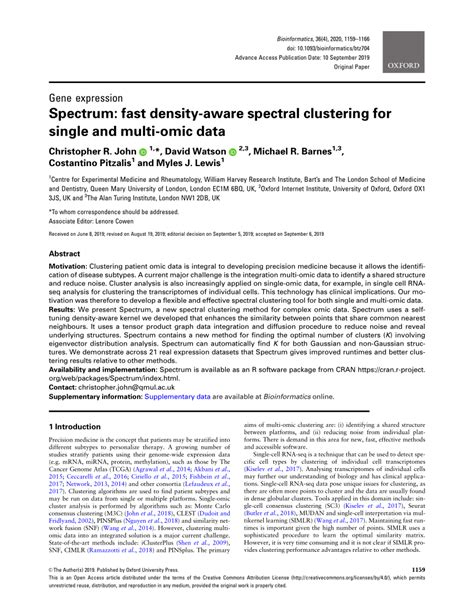 Pdf Spectrum Fast Density Aware Spectral Clustering For Single And Multi Omic Data